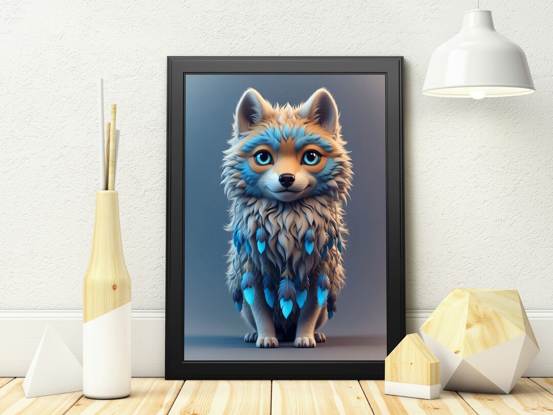 Fox Poster. Cute Baby Mythical Fox Poster. Print for Kids Room. Fox ...