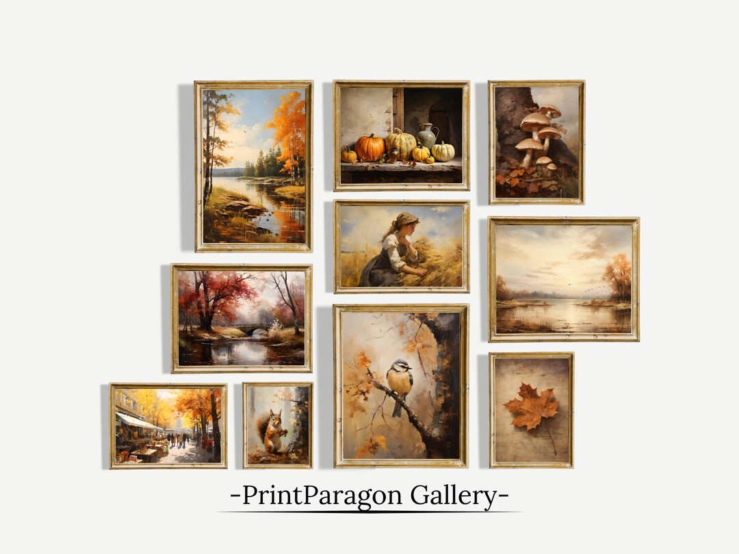 Autumn Gallery Set of 10 Vintage Fall Wall Art Printable Bundle Autumn ...