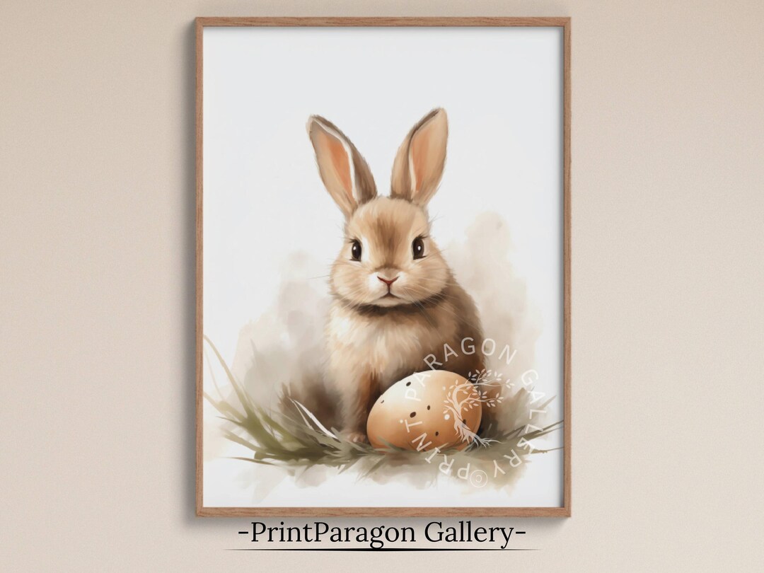 Easter Bunny Sketch Painting Rabbit Wall Art Bunny Print Cute Holiday ...