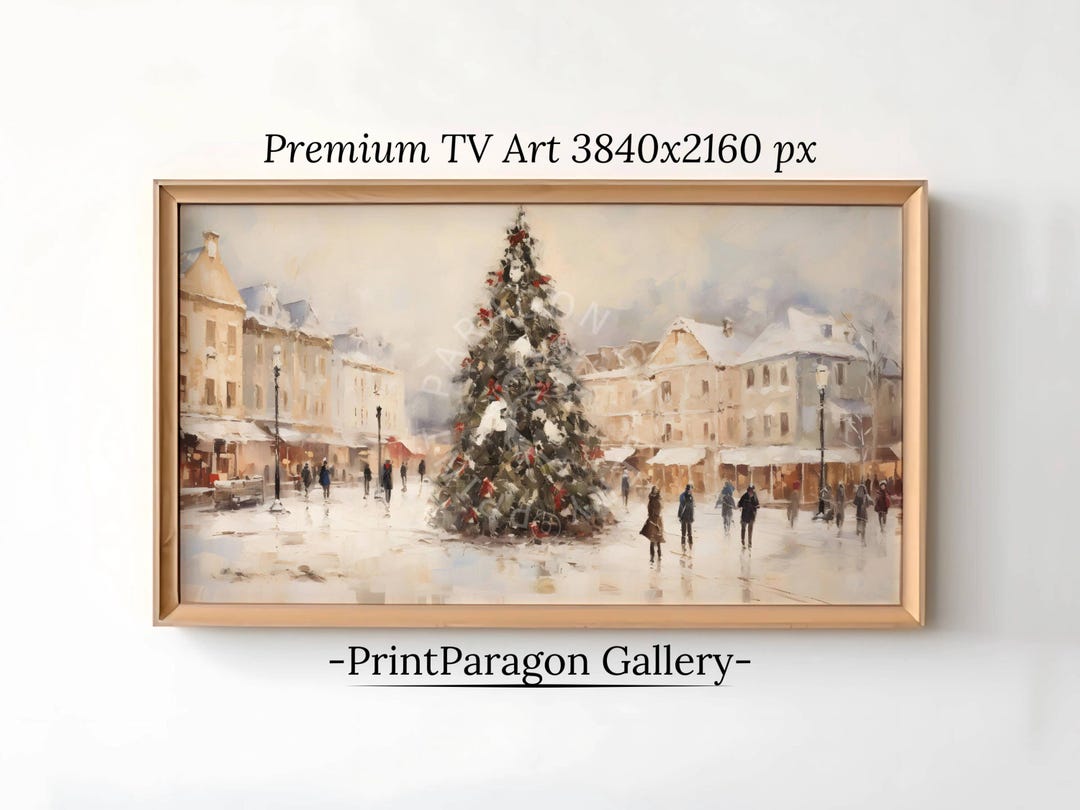 Victorian Christmas Village Frame TV Art Christmas Tree Farmhouse ...