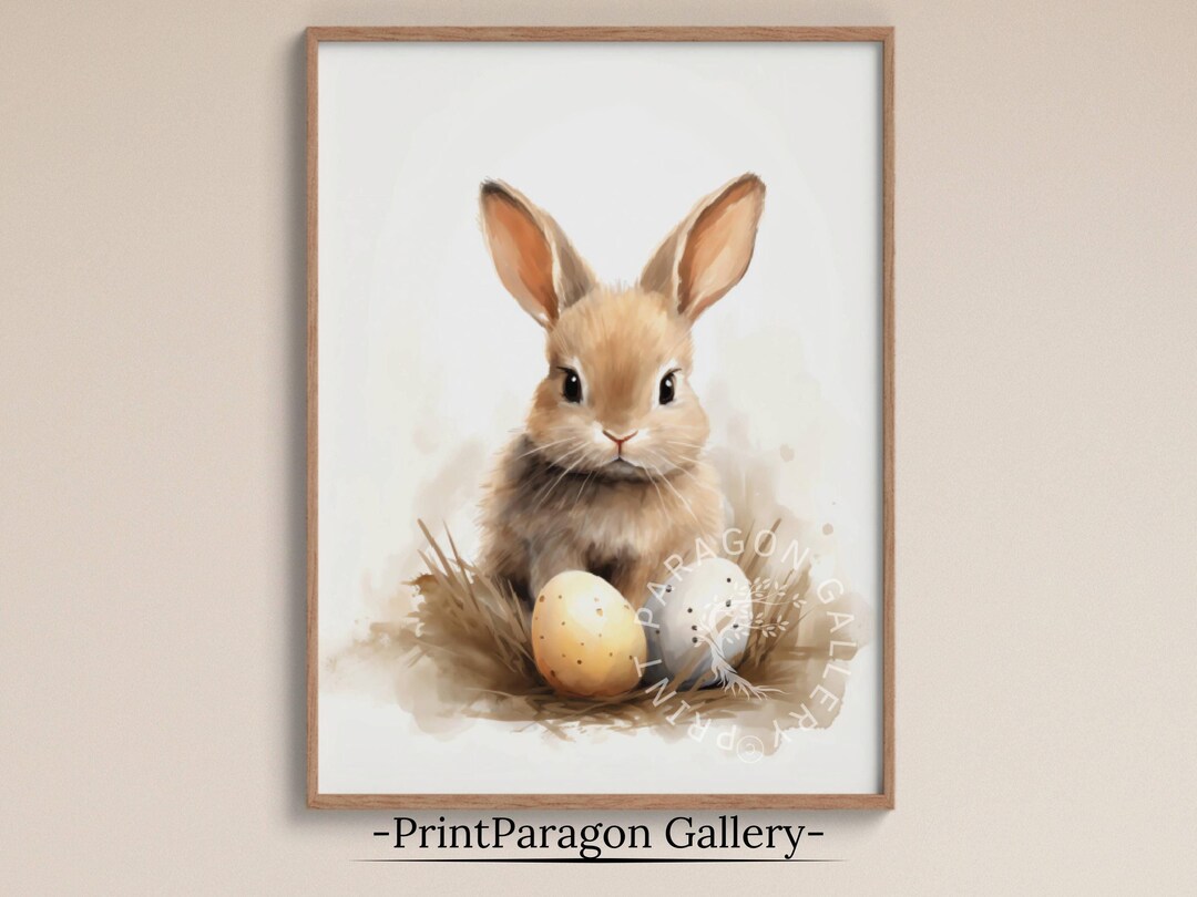 Easter Bunny Art Print, Easter Bunny Wall Decoration, Printable Rabbit ...