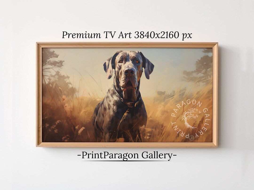 Great Dane Frame TV Art Pet Portrait Rustic Home Decor Dog Oil Painting ...