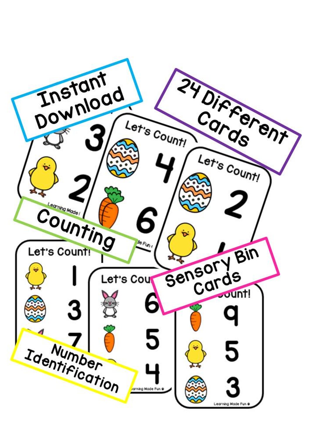 Easter Sensory Bin Cards Digital File Easter Counting Cards Easter ...