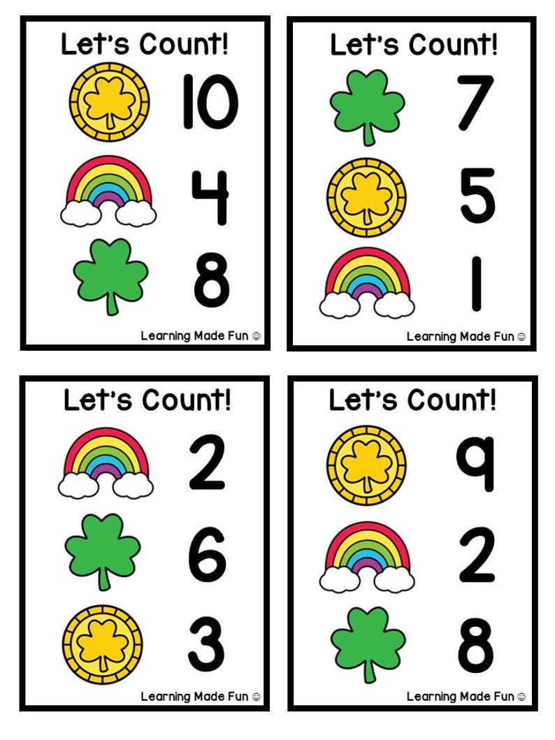 St. Patrick's Day Sensory Bin Cards Digital File St. Patrick's Day ...