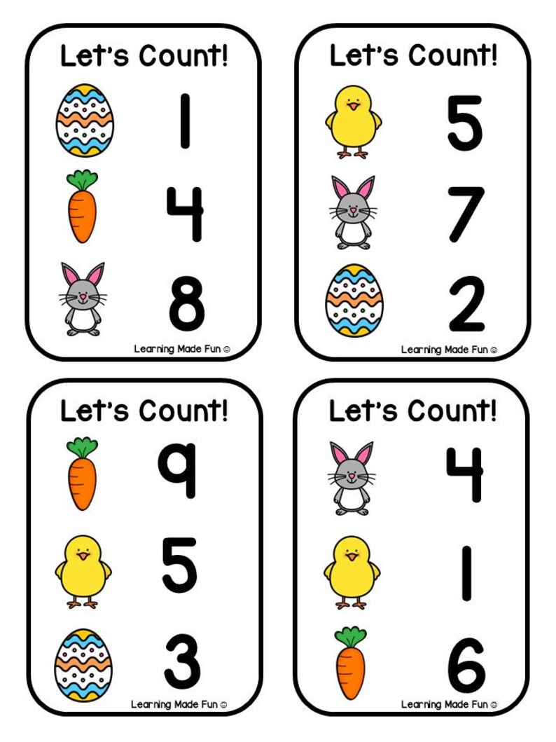 Easter Sensory Bin Cards Digital File Easter Counting Cards Easter ...