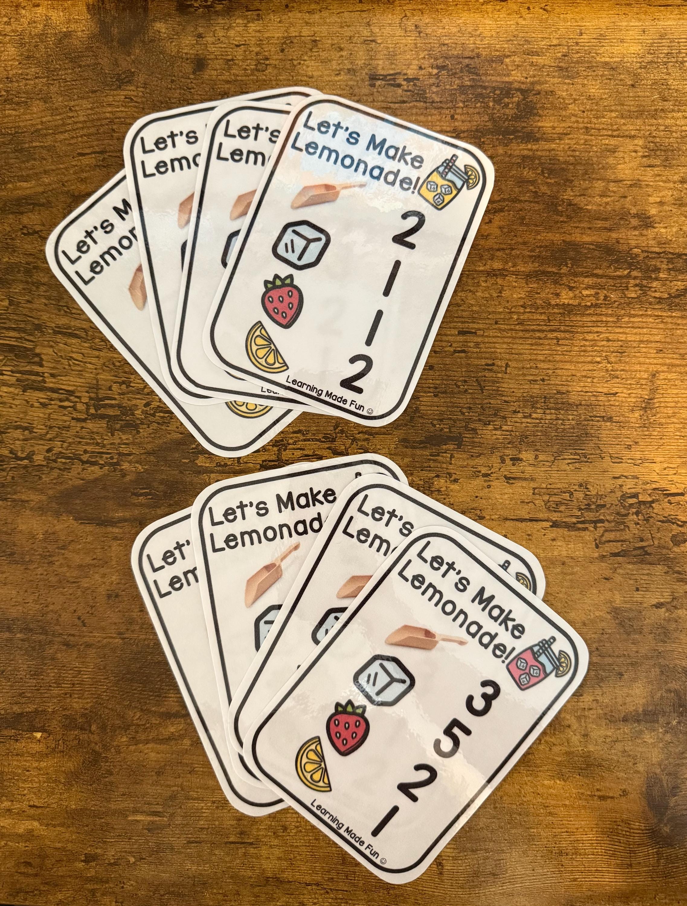 Summer Lemonade Sensory Bin Cards Digital File Lemonade Counting Cards ...