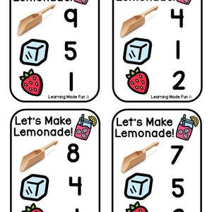 Summer Lemonade Sensory Bin Cards Digital File Lemonade Counting Cards ...