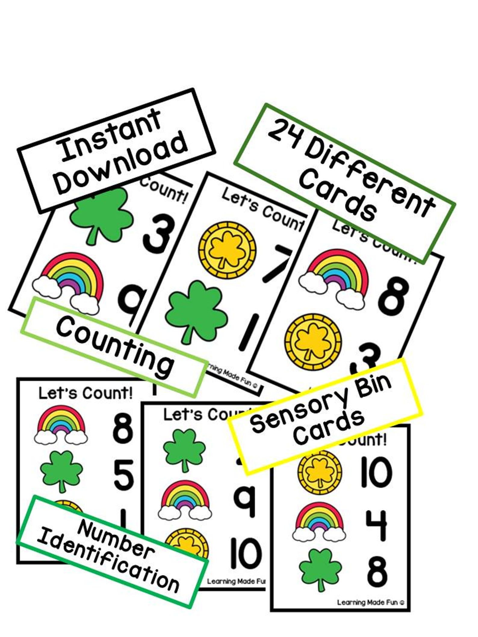 St. Patrick's Day Sensory Bin Cards Digital File St. Patrick's Day ...