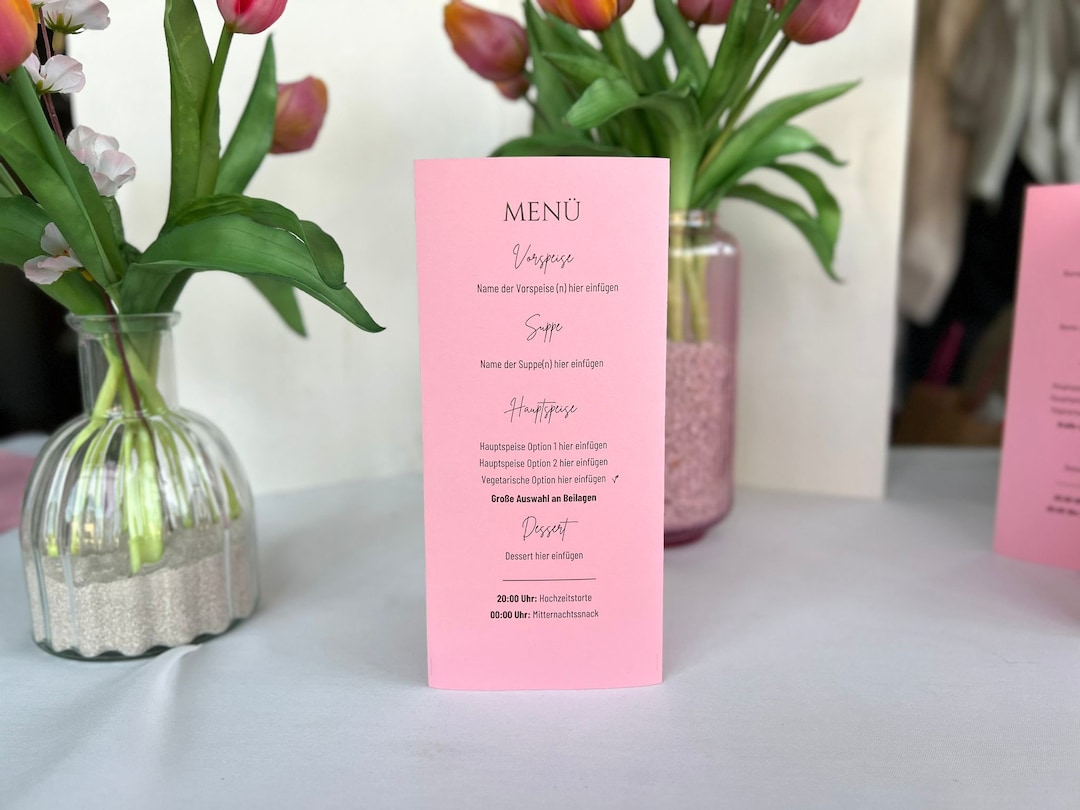 Foldable Menu Card 3-sided wedding I DIGITAL Canva Template - Etsy
