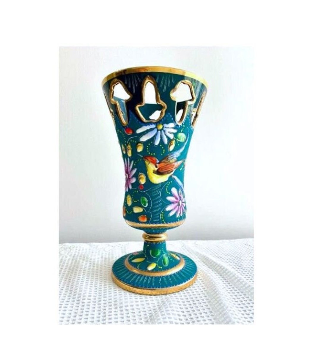 Vintage 1950's Hubert Bequet Belgian Hand Painted Ceramic Vase in Art ...