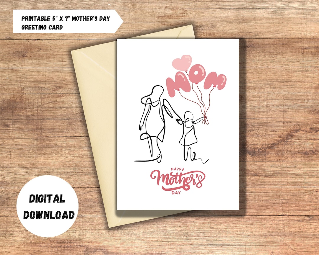 Printable Cute Digital Card Greeting Card for Mother's Day Special Gift ...