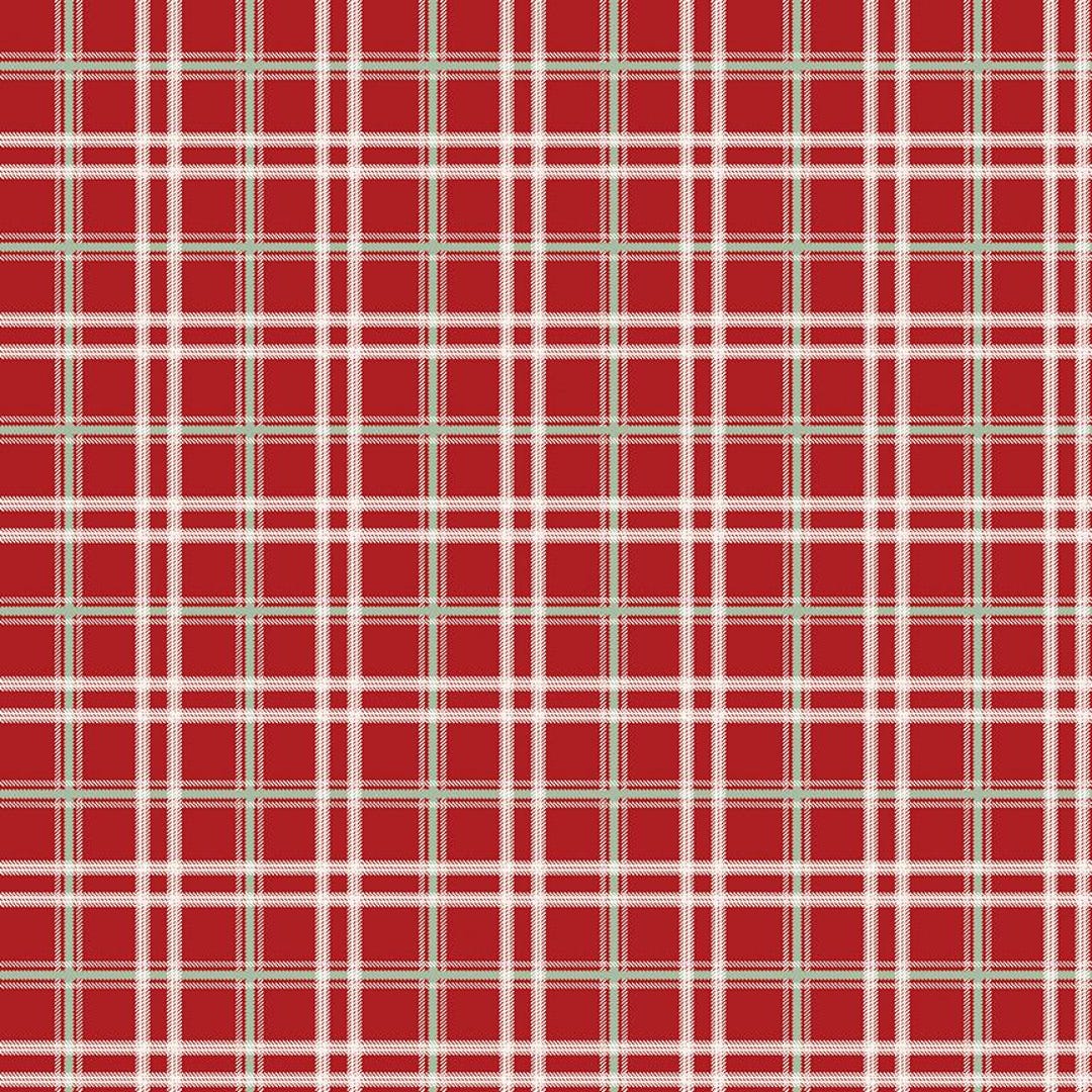 Mistletoe & Holly Yardage - Plaid Barn Red - Etsy