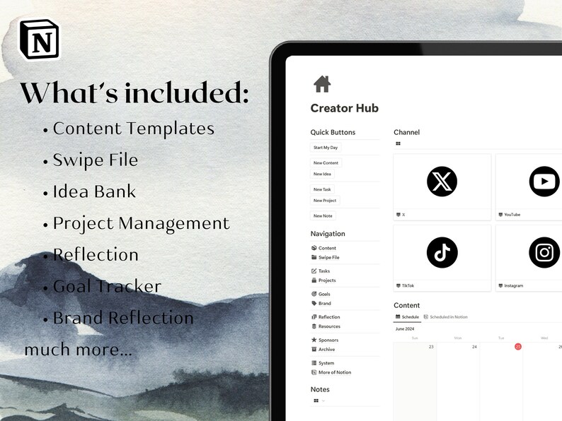Social Media Planner Notion Dashboard Content Calendar Content Marketing All in One Brand and ...