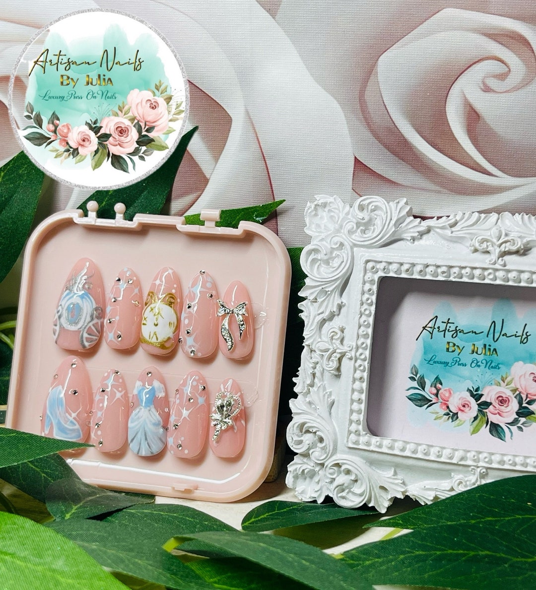 BIBBIDI BOBBIDI BOO Gel Press on Nails Set of 10 Cinderella Inspired ...