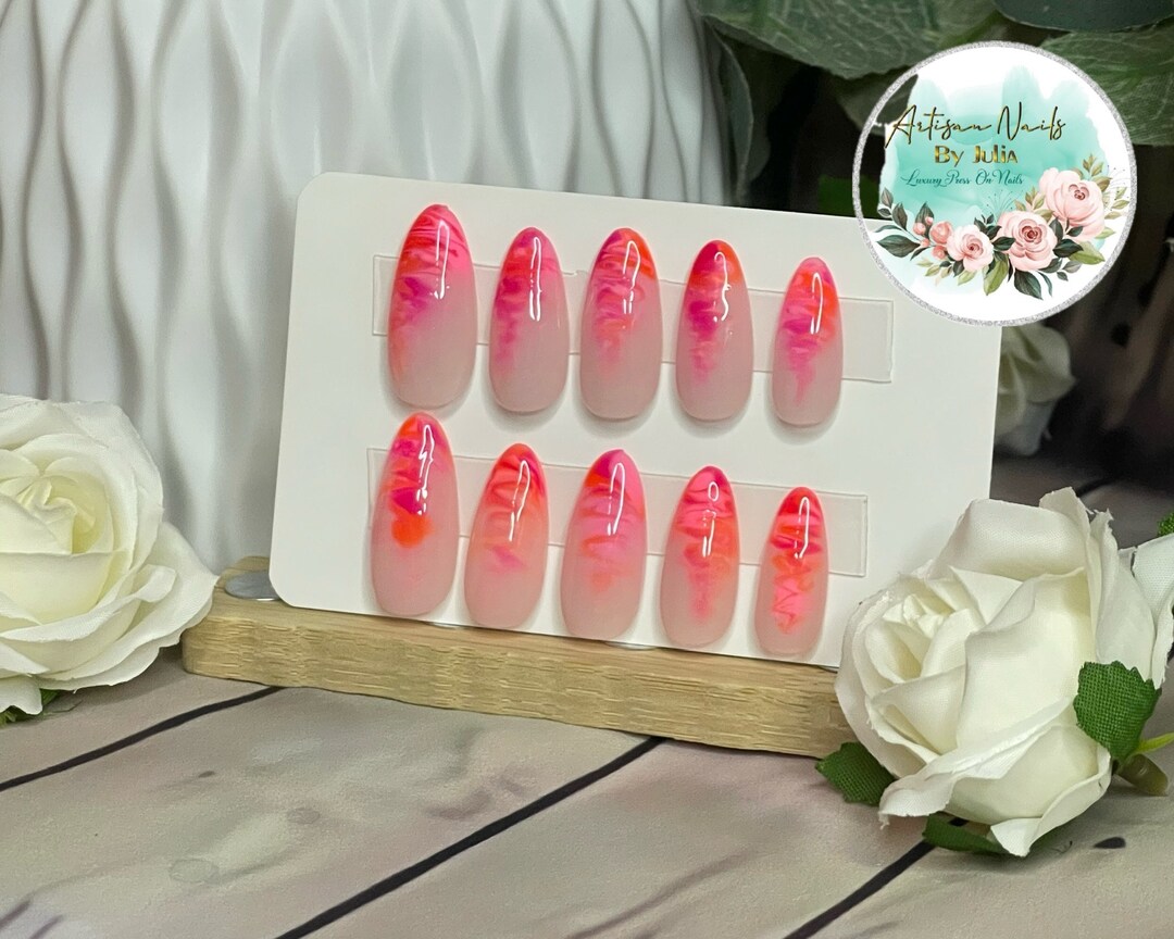 NEON SMOKE - Gel Press on Nails - Set of 10 Neon Smoke Nails - Made to ...