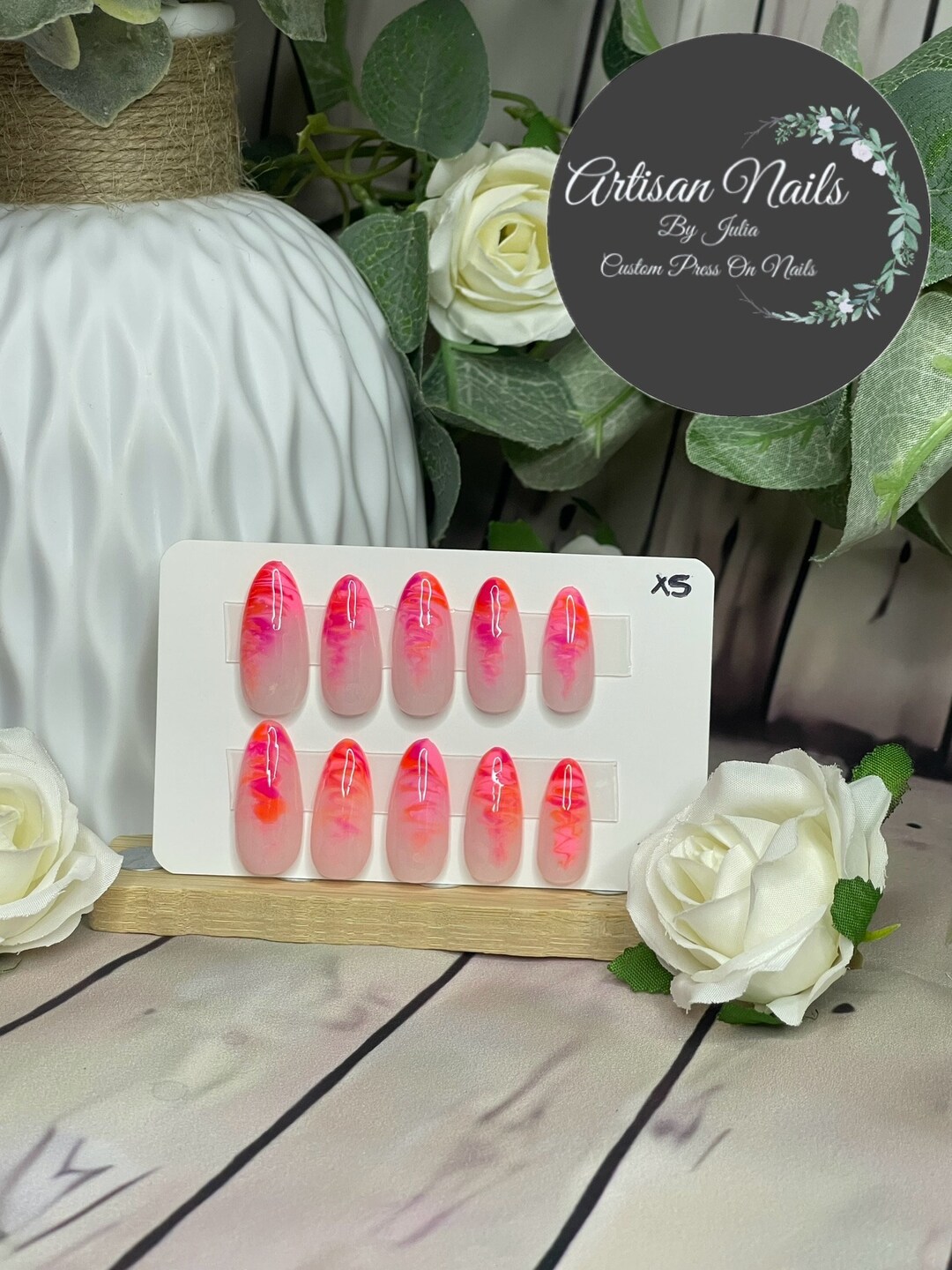 NEON SMOKE Gel Press on Nails Set of 10 Neon Smoke Nails Made to Order ...