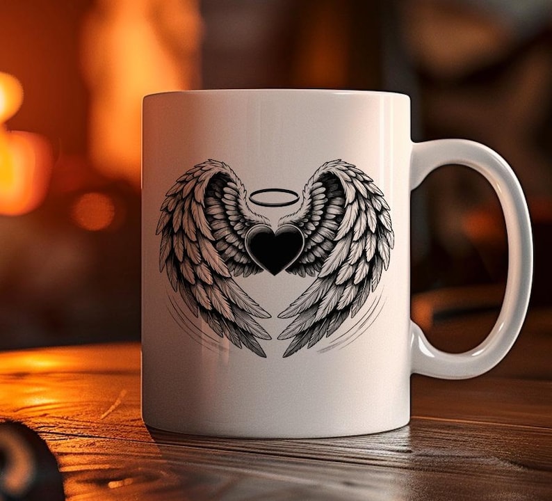 Angel Wings Heart | SVG PNG JPG | Angel Halo Print | Angel Wings ...