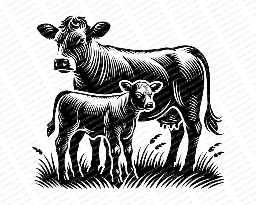 Cow and Calf SVG | PNG JPG | Dairy Cow | Instant Download | Livestock ...