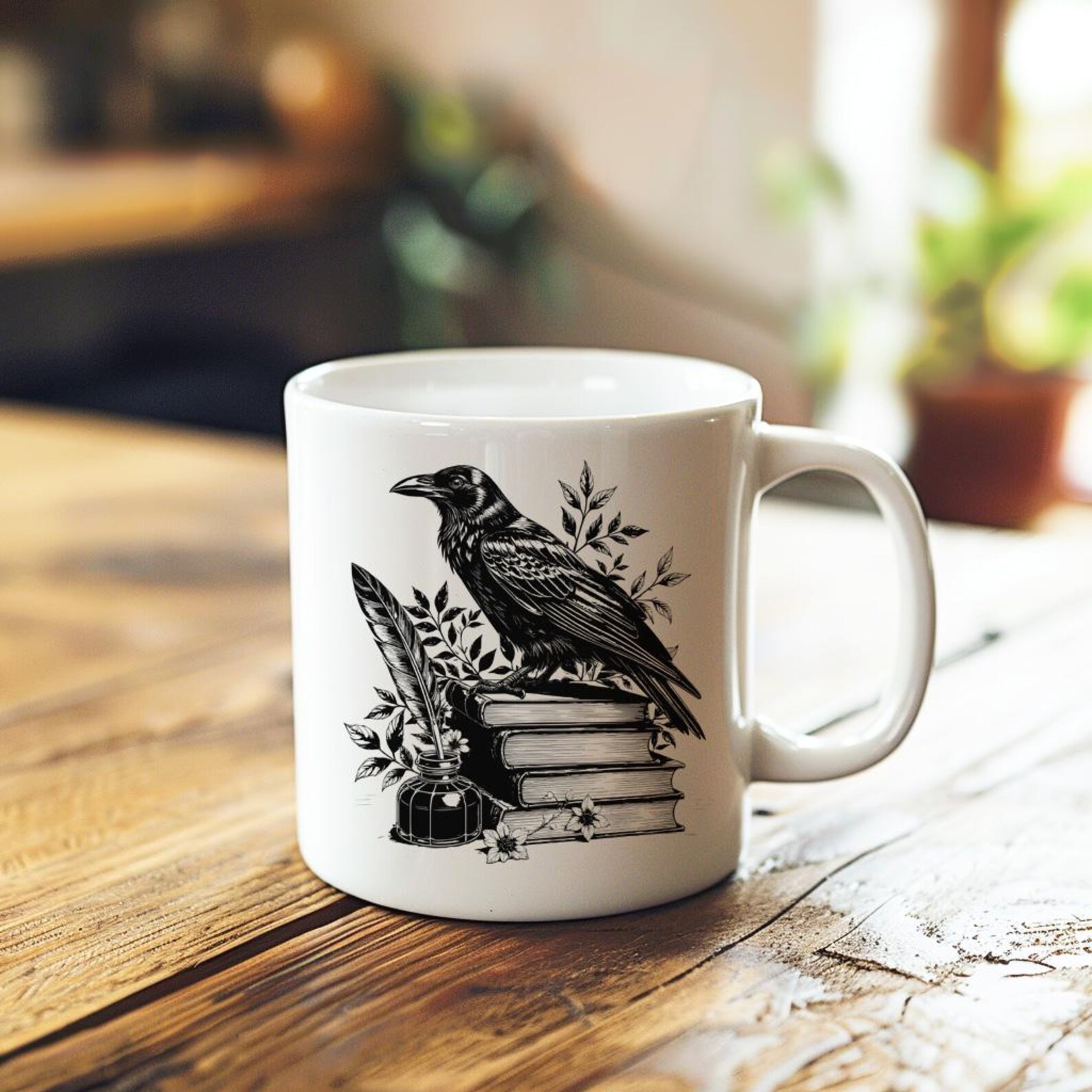 Raven on Books | SVG PNG JPG | Raven | Sublimation Print | Raven Book ...