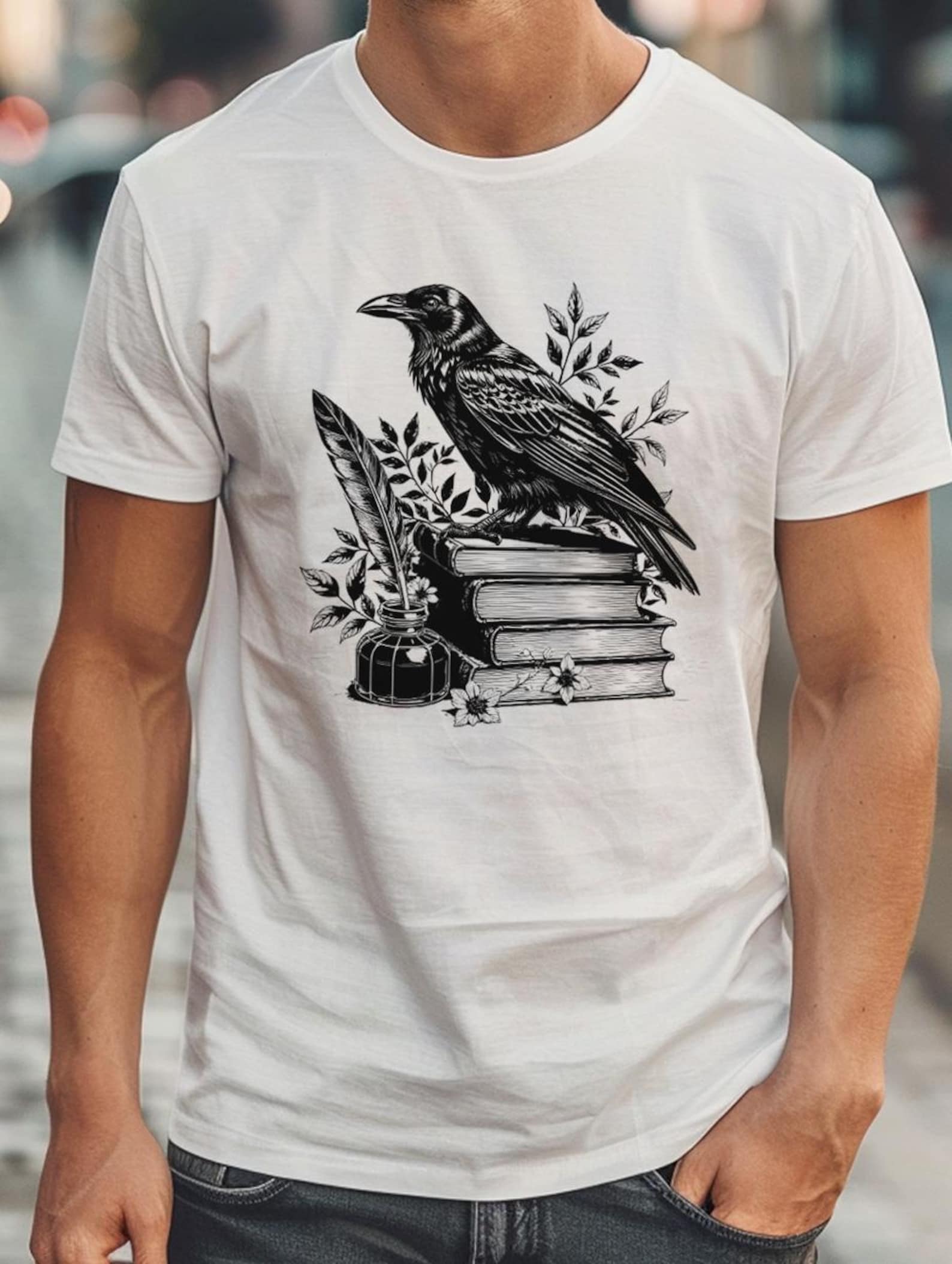 Raven on Books | SVG PNG JPG | Raven | Sublimation Print | Raven Book ...