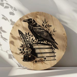 Raven on Books | SVG PNG JPG | Raven | Sublimation Print | Raven Book ...