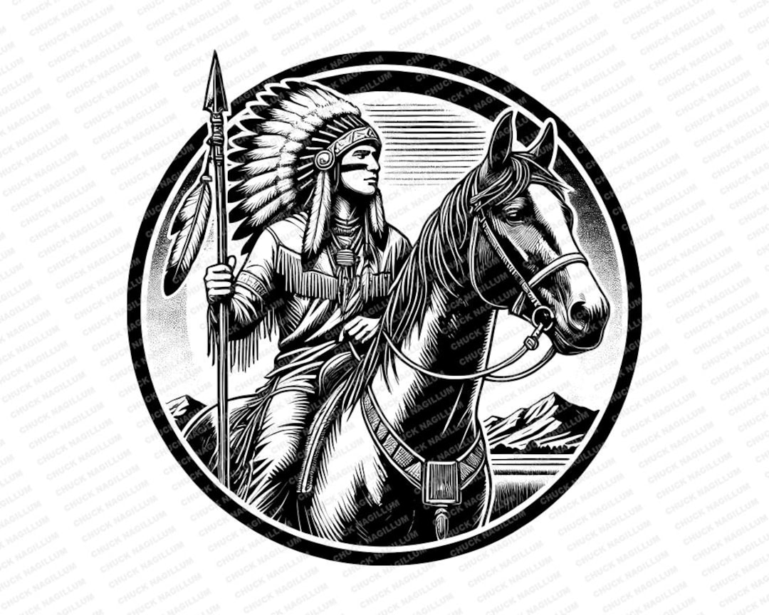 Native American | SVG PNG JPG | Horseback Warrior | Western Decor ...