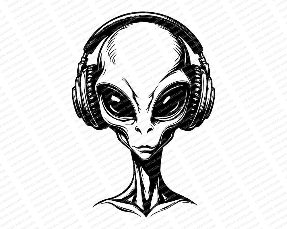 Alien Headphones | SVG PNG JPG | Headphones Alien | Alien | Alien T ...