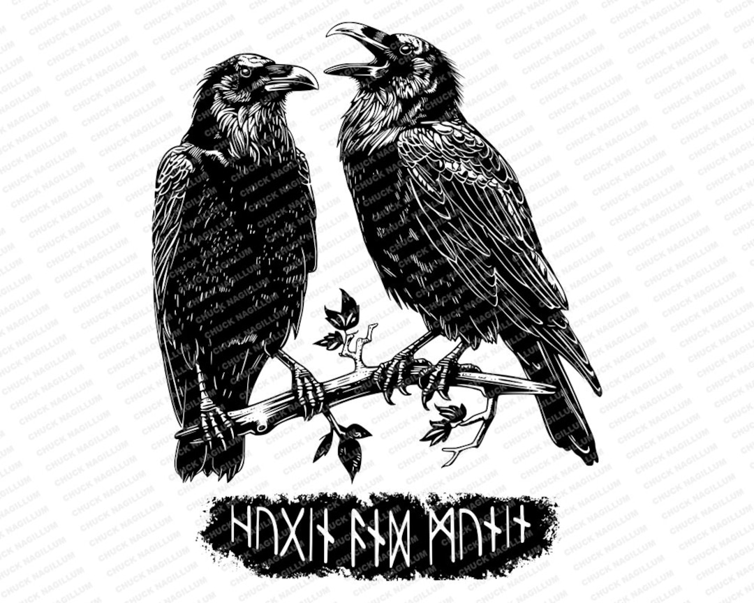 Ravens | SVG JPG PNG | Hugin and Munin | Odin's Ravens | Raven Art ...