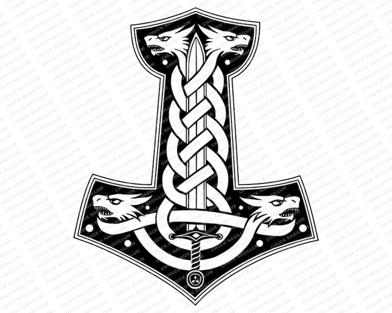 Mjolnir SVG PNG JPG Thor's Hammer Thor T-shirt Design Viking Sword ...