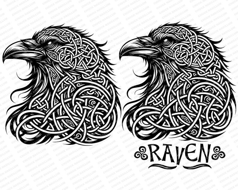 Celtic Raven SVG JPG PNG Raven Celtic Design Instant Download Gaelic ...