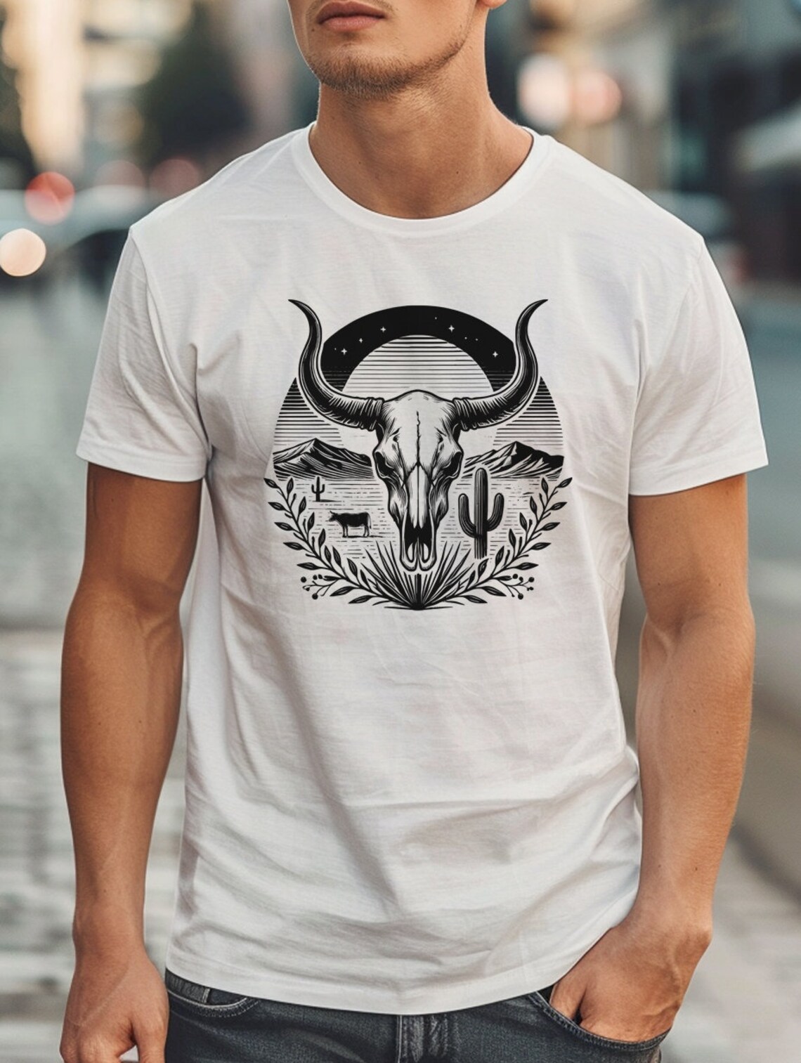 Cow Skull SVG PNG JPG Rustic Digital Art Southwestern Art Western Decor ...