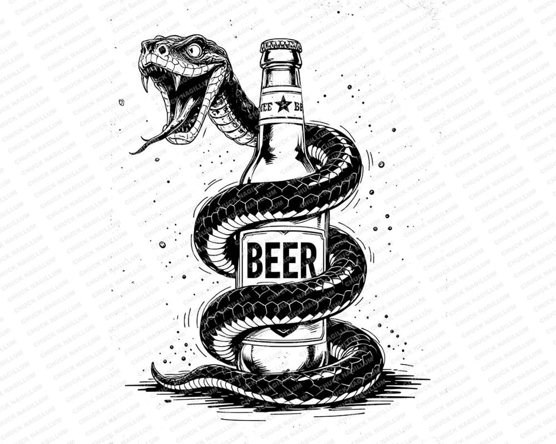 Beer Snake | SVG PNG JPG | Beer Bottle | Coiled Snake | Beer Art | Heat ...