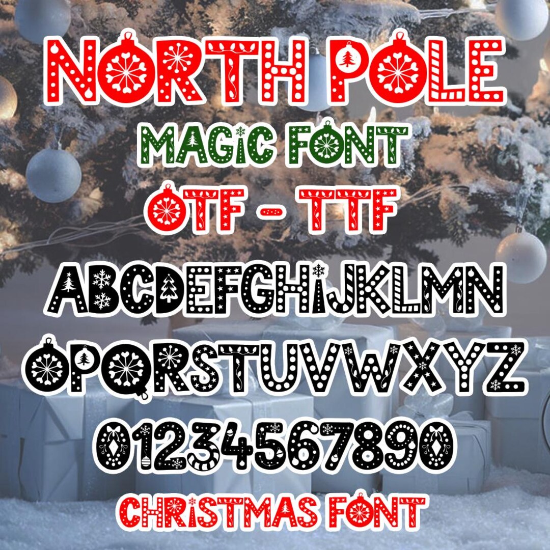 Christmas Font | OTF TTF SVG | Holiday Font | North Pole Magic | Winter Alphabet | Fun Decor ...