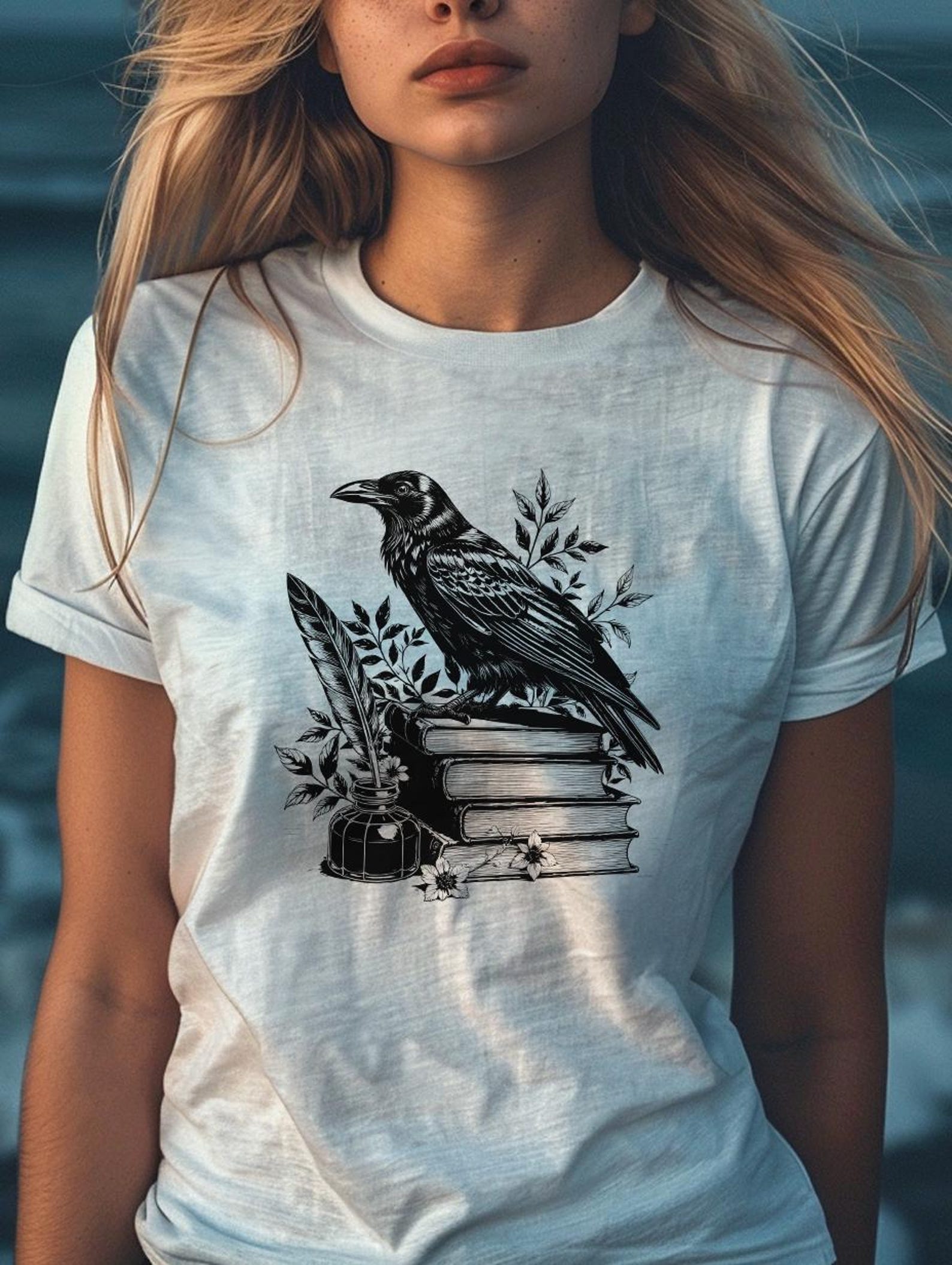 Raven on Books | SVG PNG JPG | Raven | Sublimation Print | Raven Book ...