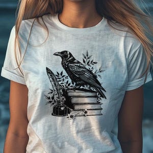 Raven on Books | SVG PNG JPG | Raven | Sublimation Print | Raven Book ...