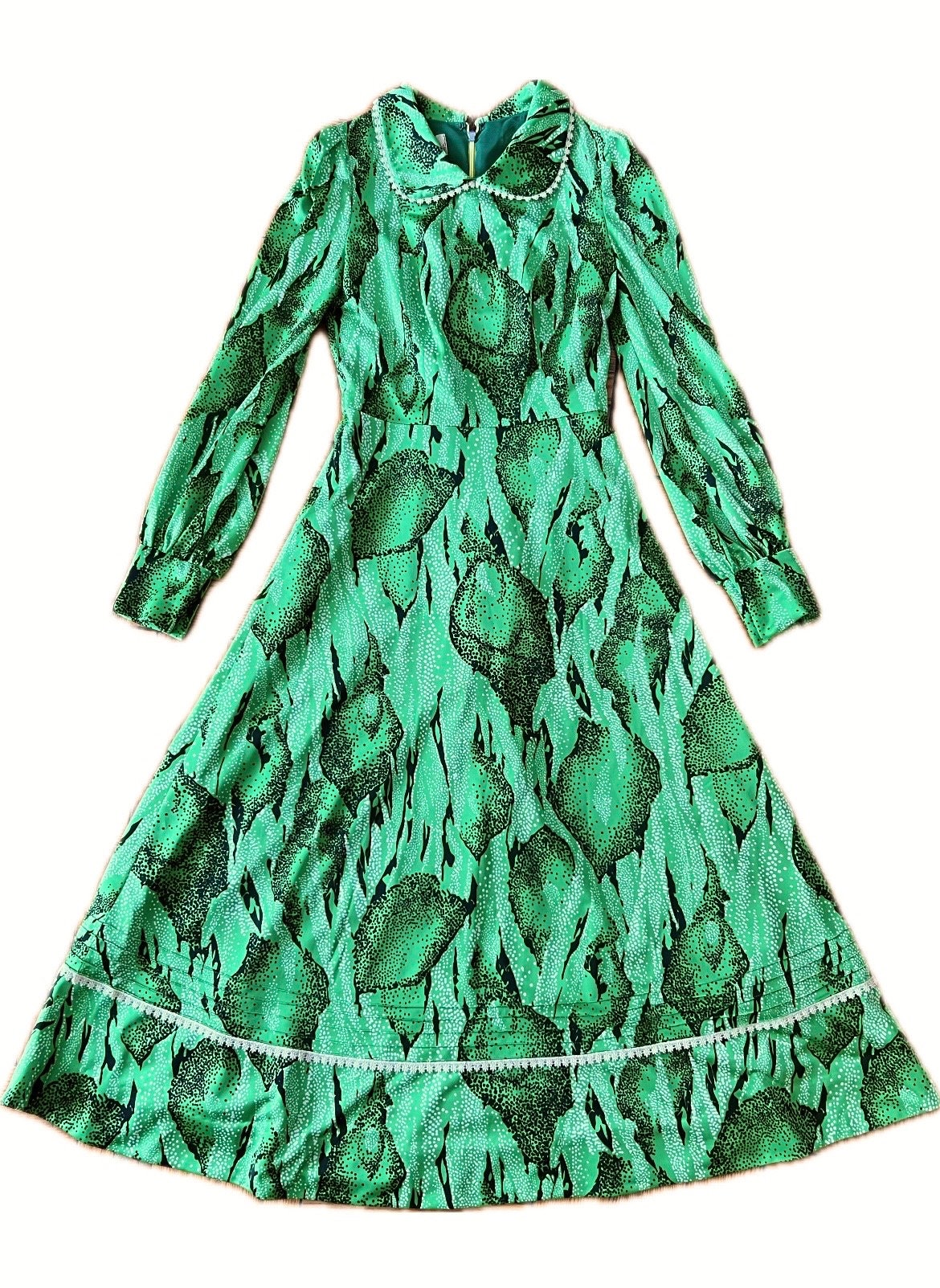 VINTAGE 60s to Early 70s Emerald Green Polyester Dress - Etsy