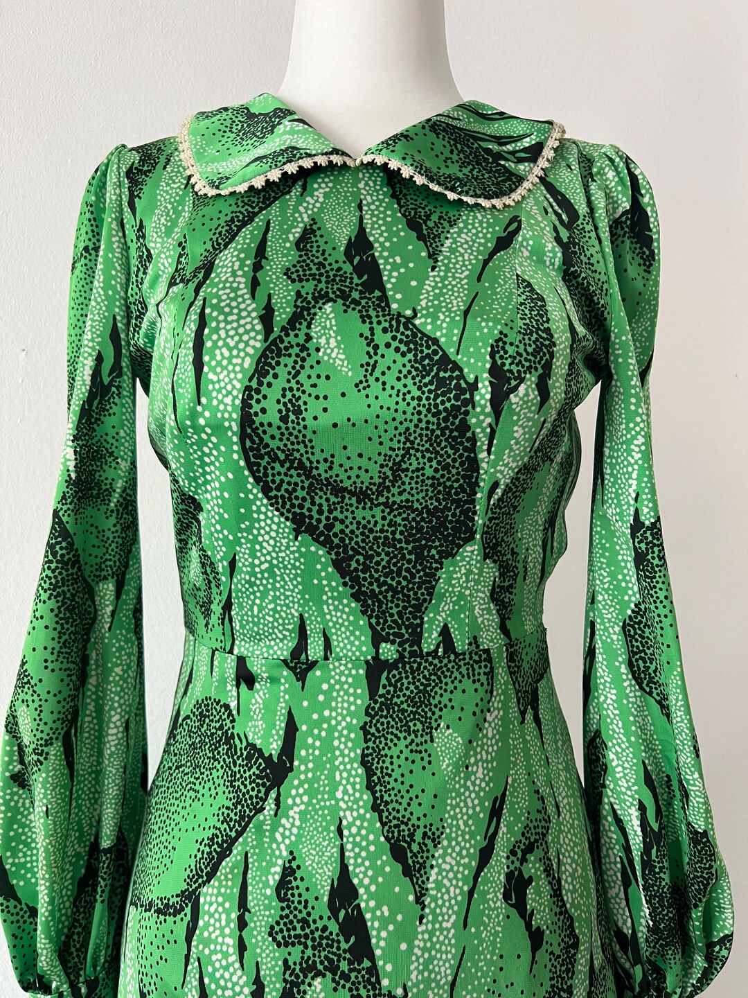 VINTAGE 60s to Early 70s Emerald Green Polyester Dress - Etsy