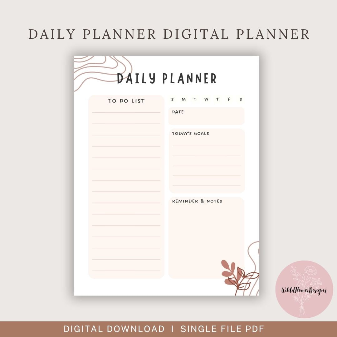 Daily to Do List Printable, Instant Download, Daily Planner, Daily ...