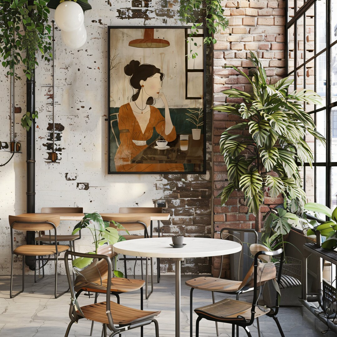 On a Coffee Date: Line Drawing Artwork French Cafe Inspired Printable ...