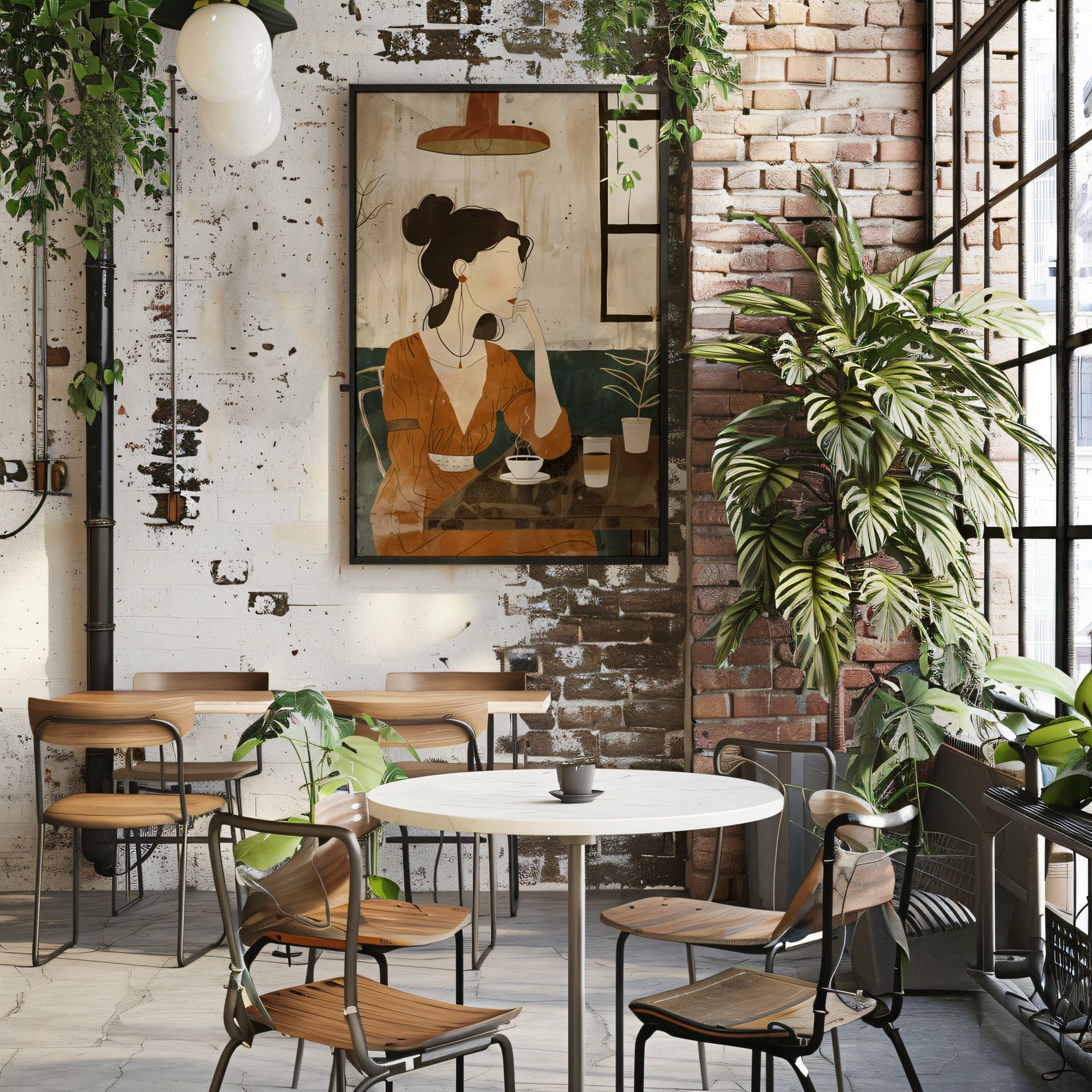 On a Coffee Date: Line Drawing Artwork French Cafe Inspired Printable ...