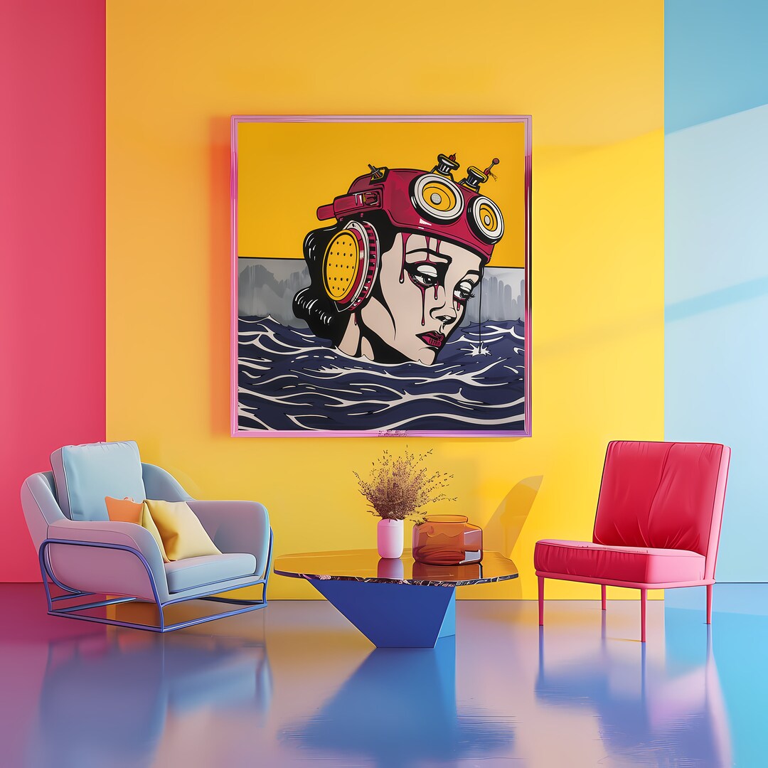 Almost Human: Cyborg Dystopian Lichtenstein Inspired Artwork Moody ...