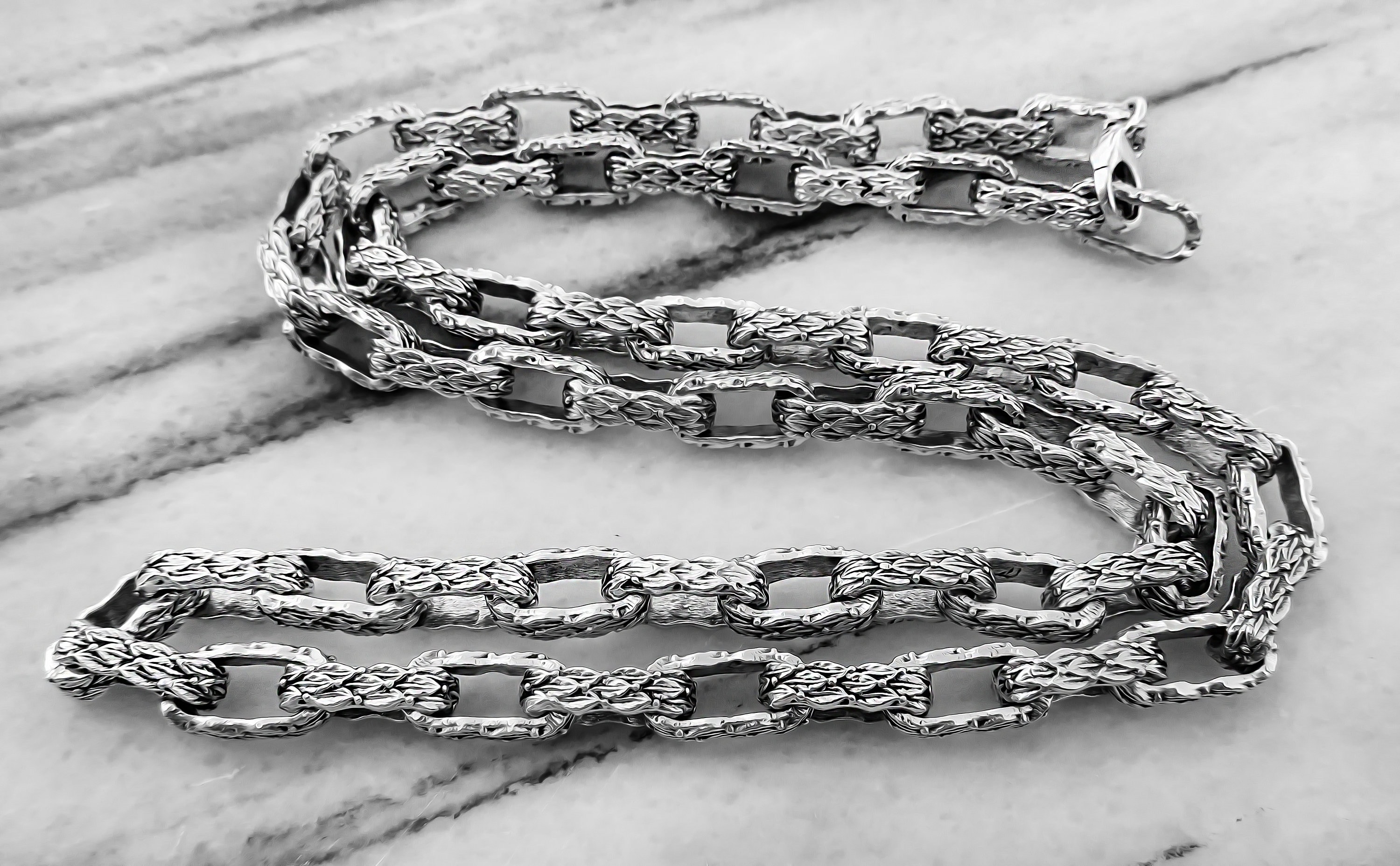 Silver Link Chain Necklace, 925K Sterling Silver Chunky Chain, Handmade ...