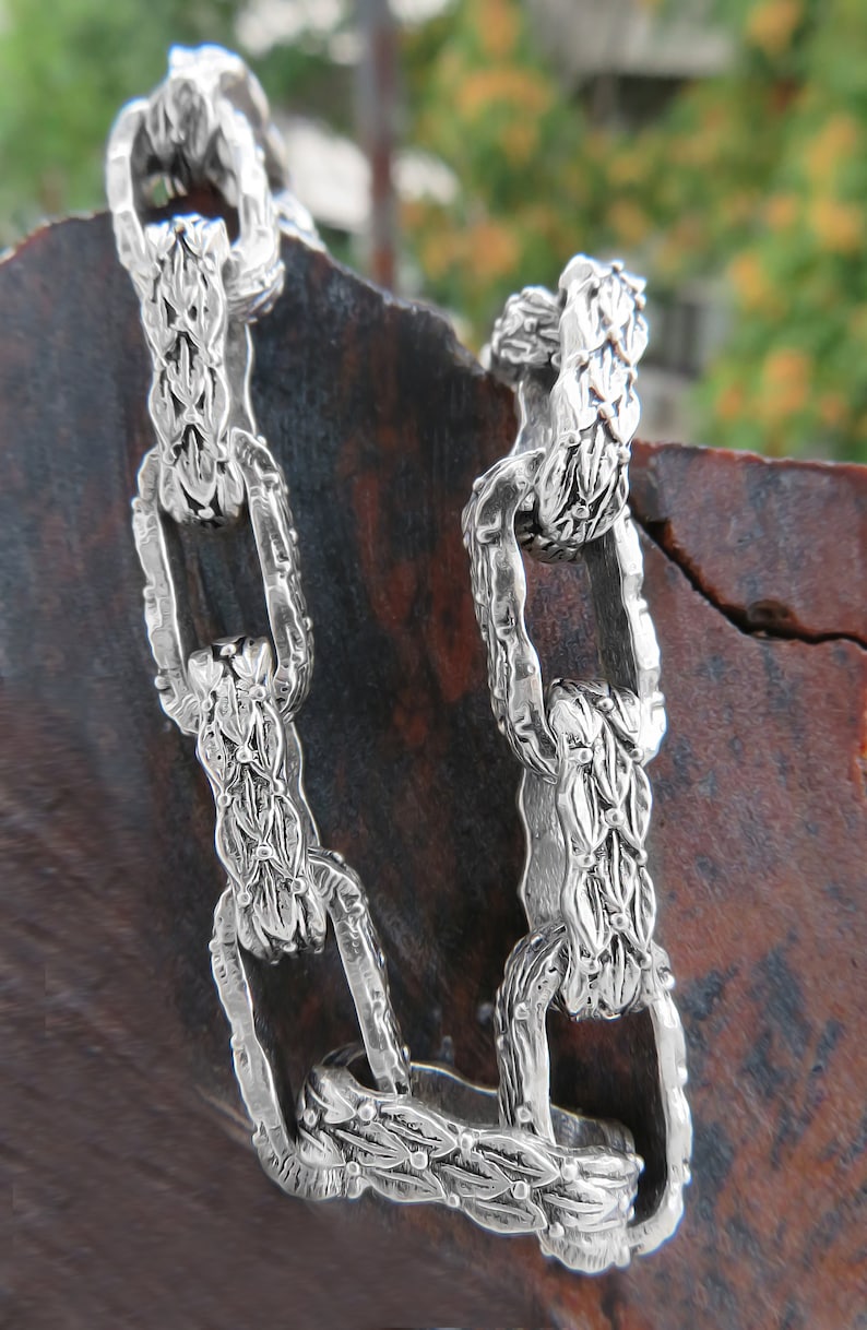 Silver Link Chain Necklace, 925K Sterling Silver Chunky Chain, Handmade Chain Necklace for Men ...