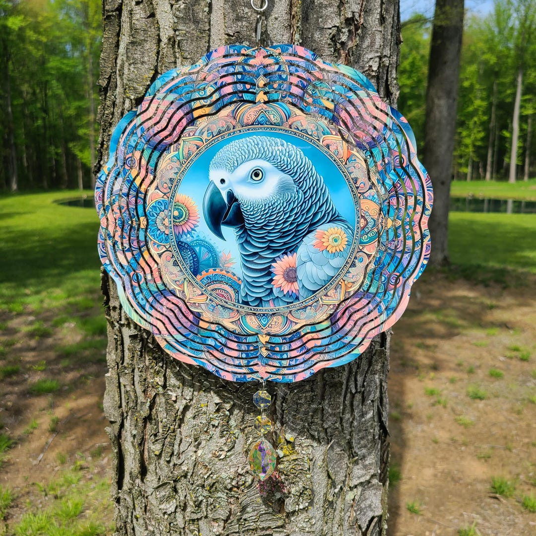 African Grey Parrot Wind Spinner, Garden Decoration, Bird Lover Gift - Etsy
