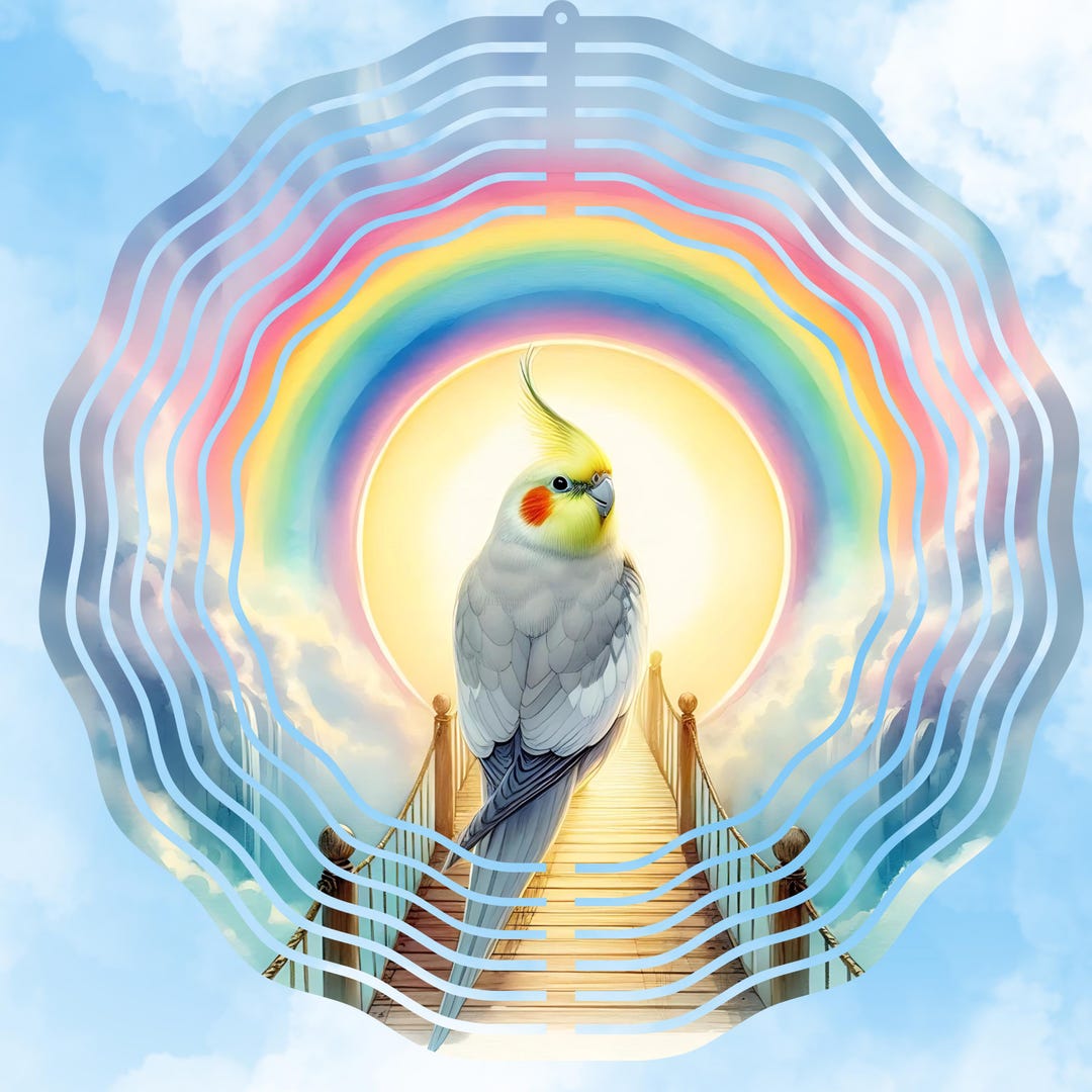 Cockatiel Parrot Wind Spinner, Rainbow Bridge, Pet Bird Memorial ...