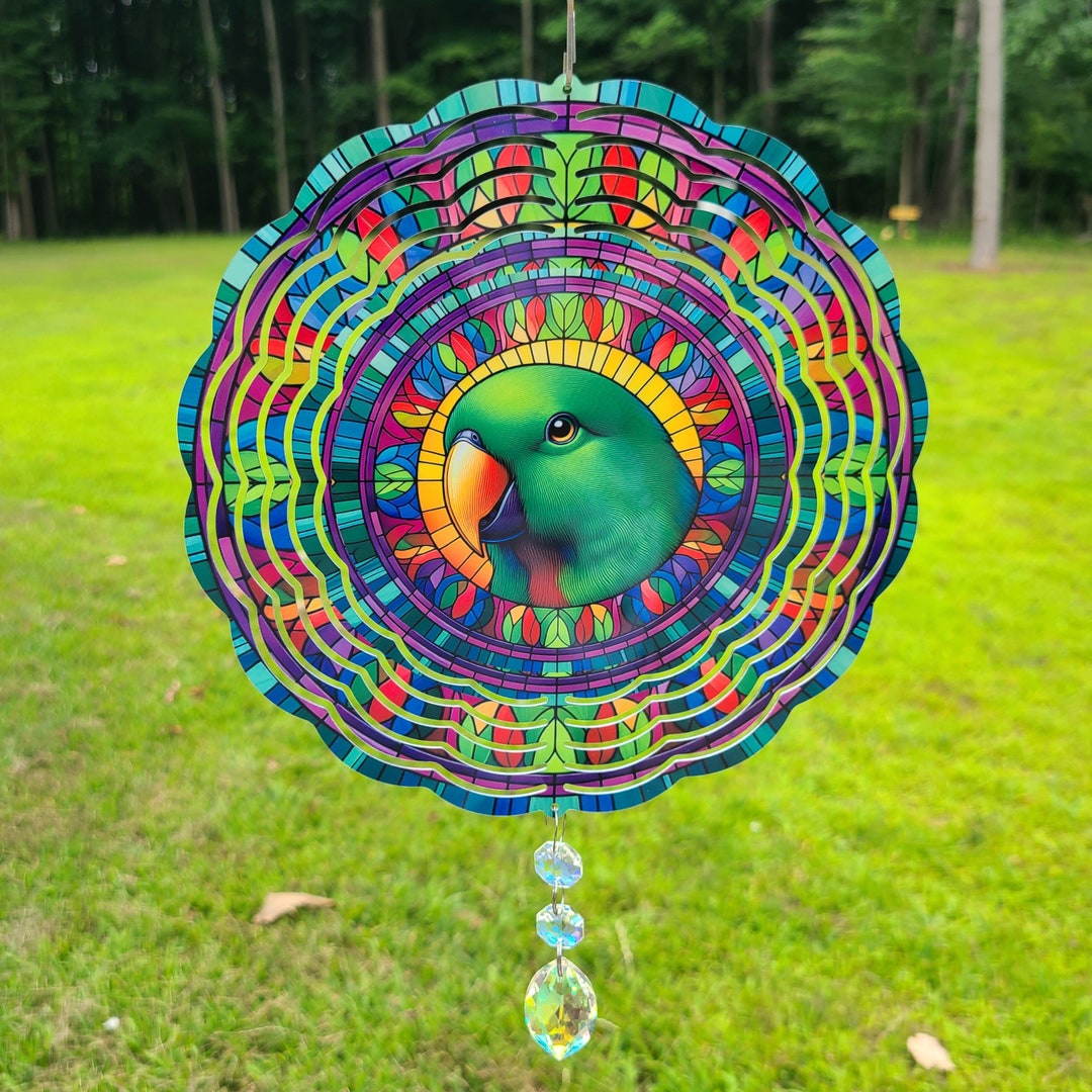 Eclectus Parrot Wind Spinner, Colorful Bird Decor, Handmade Suncatcher ...