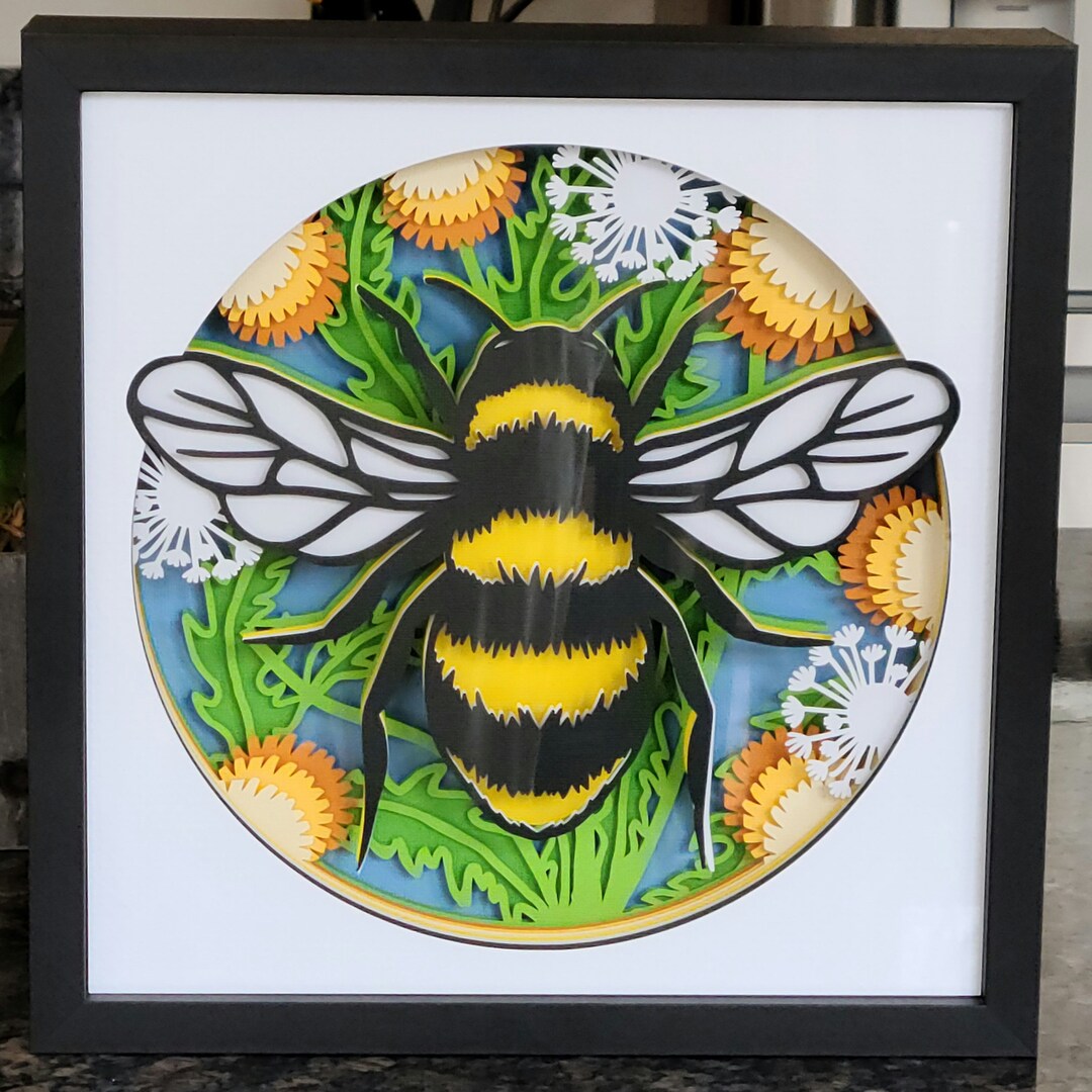 Honey Bee Shadowbox, 3D Paper Art, Nature Decor (12x12) - Etsy