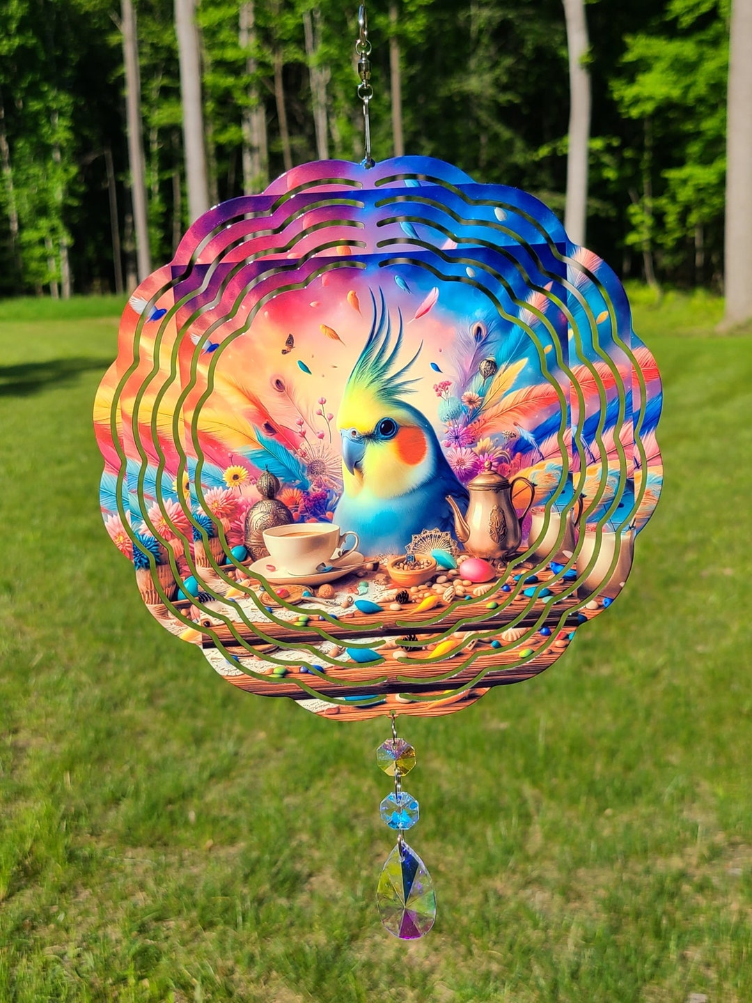 Cockatiel Parrot Wind Spinner, 8-inch Indoor/outdoor Decor Featuring ...