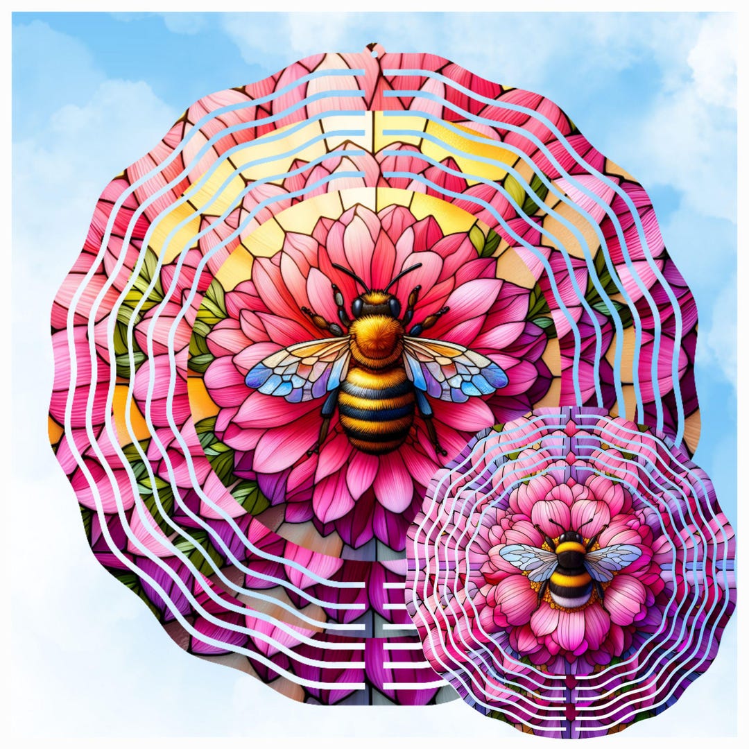 Honey Bee or Bumble Bee Aluminum Wind Spinner, 8 or 10 Inch Vibrant ...