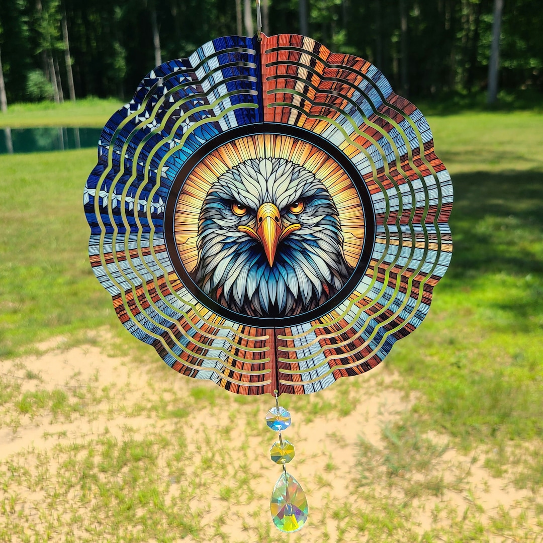 Patriotic Bald Eagle Wind Spinner Outdoor Porch Decoration Garden ...